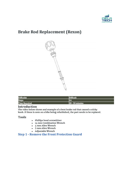 Brake Rod Replacement (Rexon) Peloton Bike - Field Tech Fitness Solutions