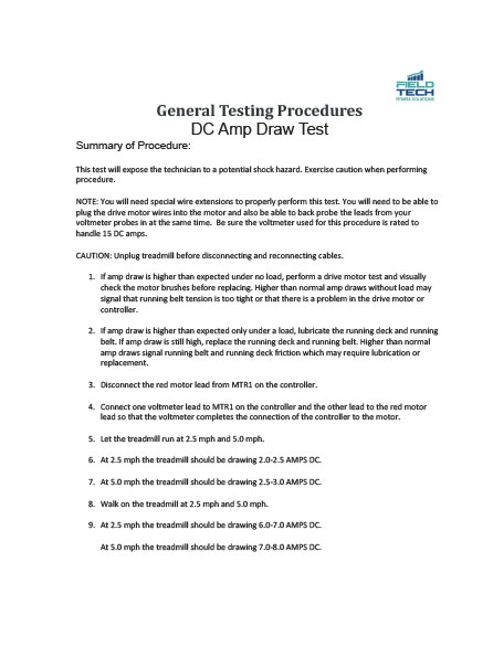 DC Amp Draw Test - Field Tech Fitness Solutions