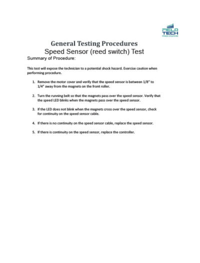 Speed Sensor (Reed Switch) Test - Field Tech Fitness Solutions